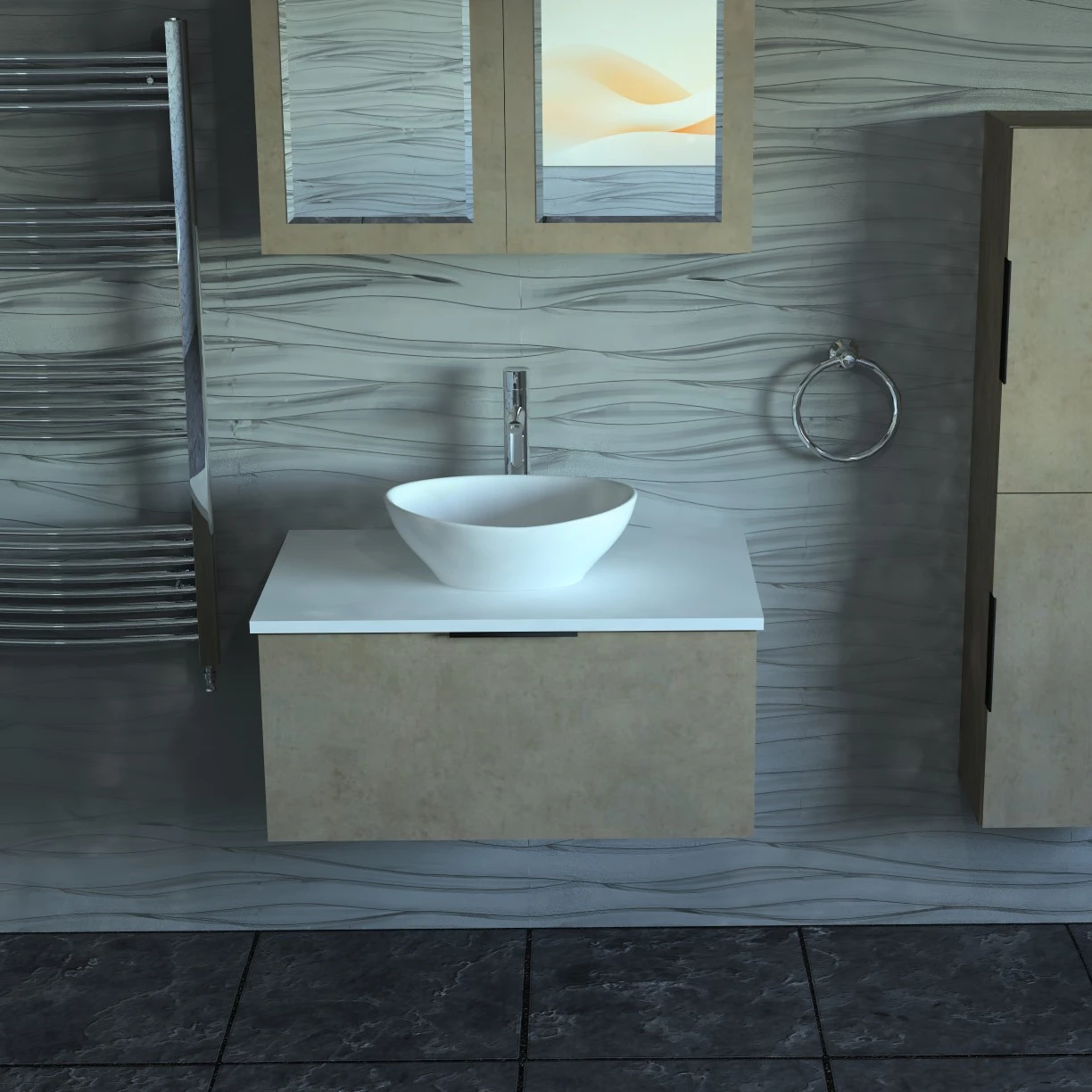 Urban Solo Vanity Unit with Counter Top Basin – Modern Bathroom Storage