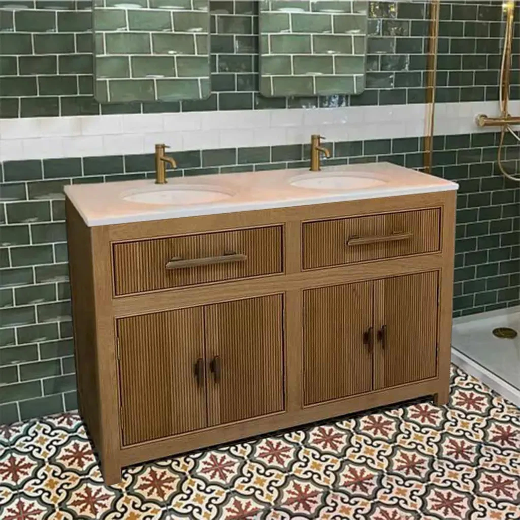 Oscar Freestanding Reeded Oak Large Bathroom Vanity Unit | Harvey George