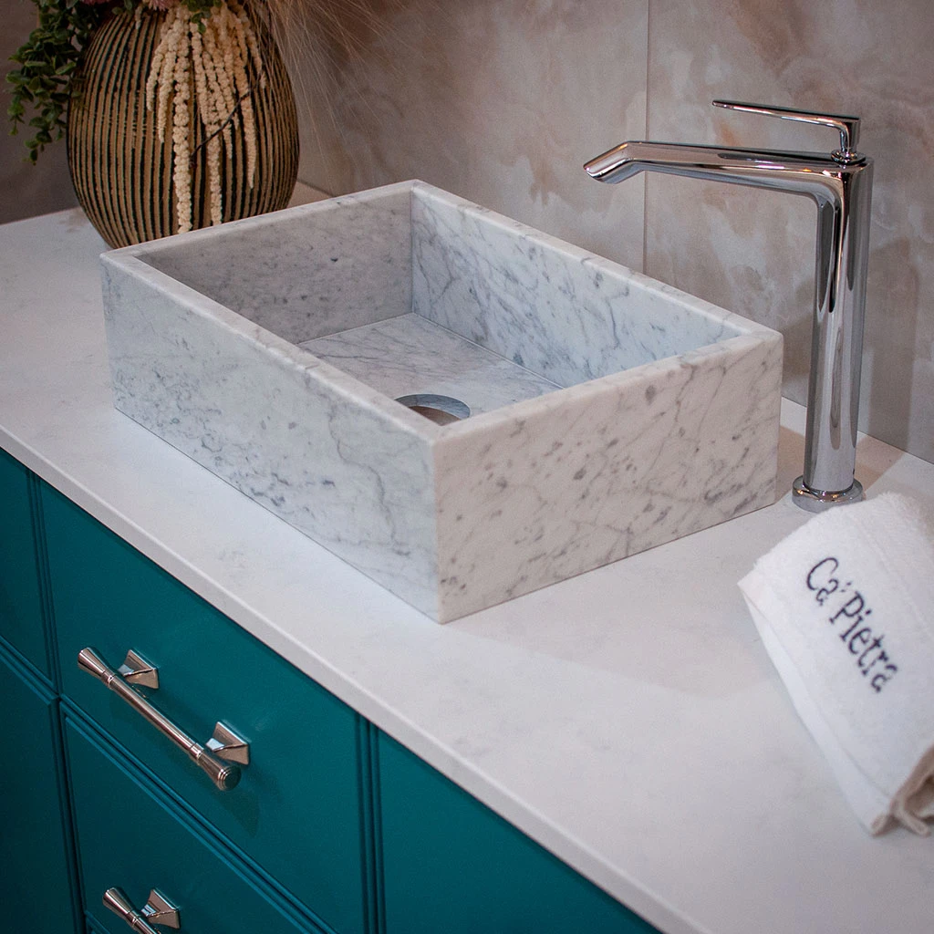 Elevate Your Bathroom with a Stunning Carrara Marble Vanity Unit Basin ...