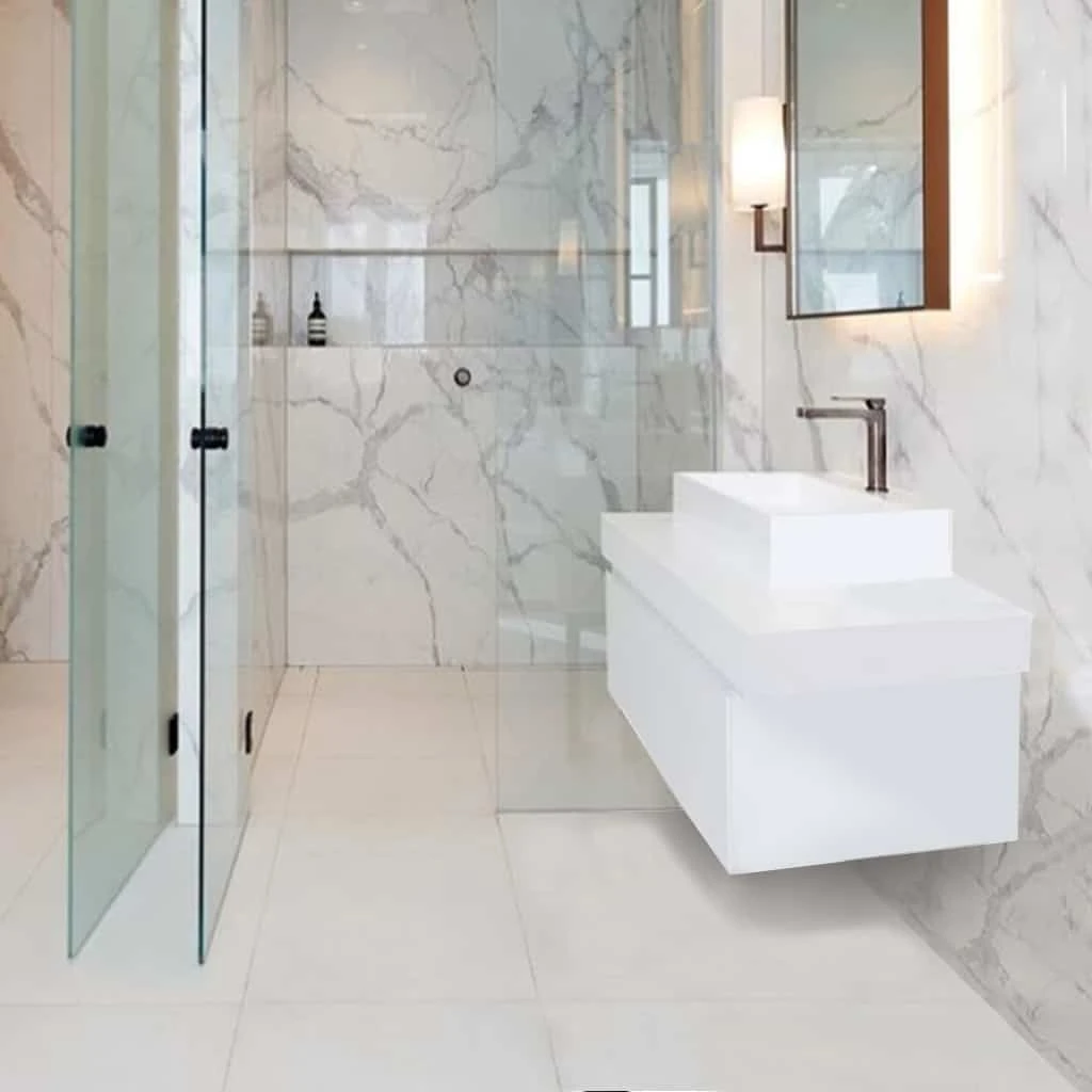 Linea Krion Sit on Basin Wall Hung Handleless Bathroom Vanity Unit