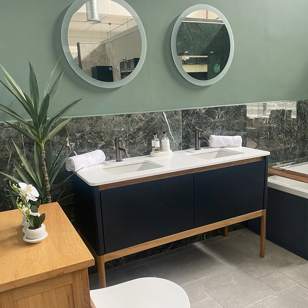 Harry Large Oak | Painted Bathroom Vanity Unit & Basin | Harvey George