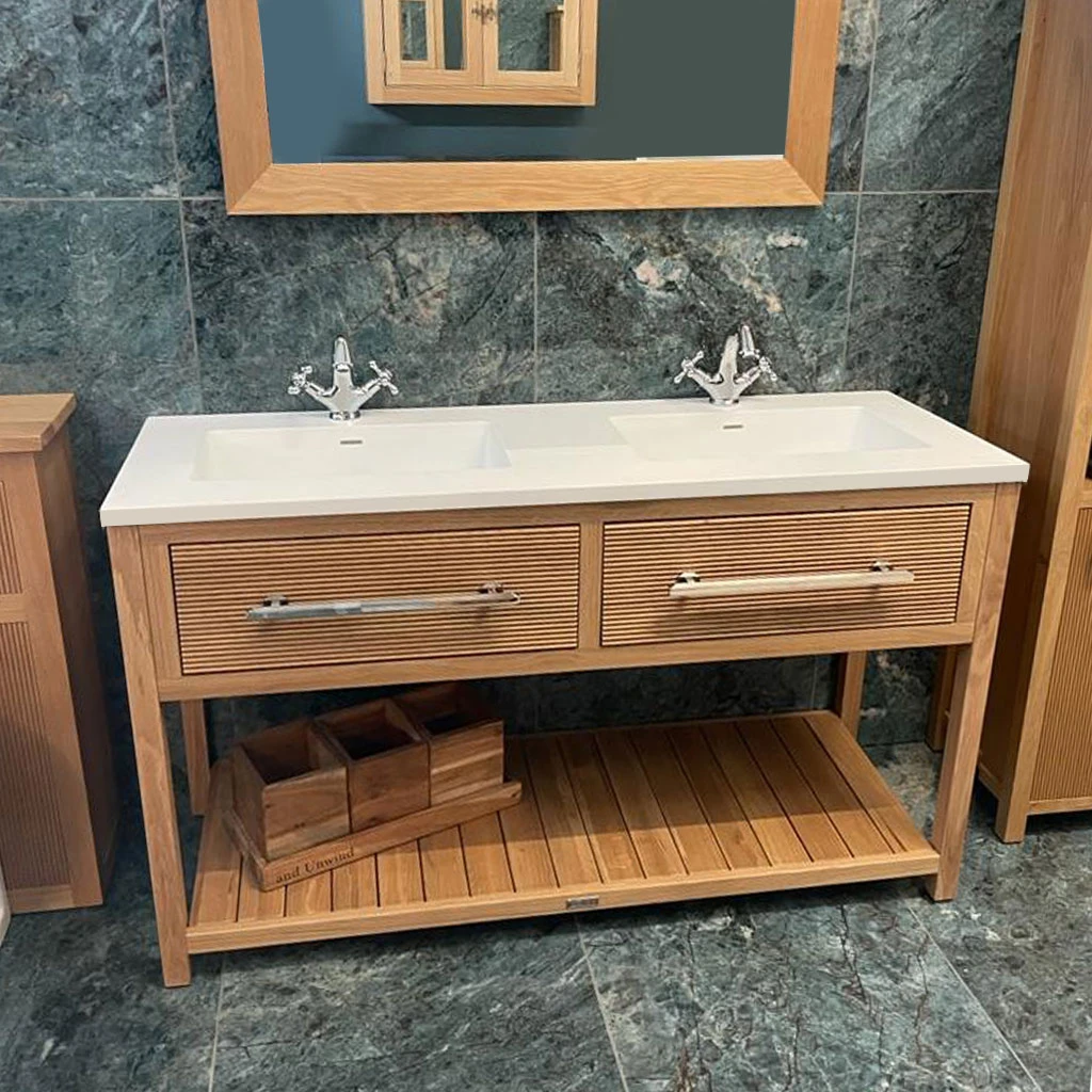 Alfred Large Oak Reeded Bathroom Vanity Unit | Harvey George