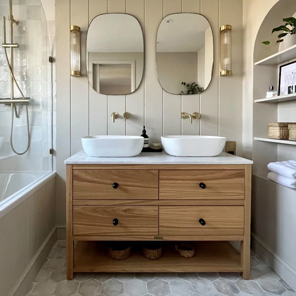 Ava Oak Large Vanity Unit | Countertop Basin(s) Harvey George