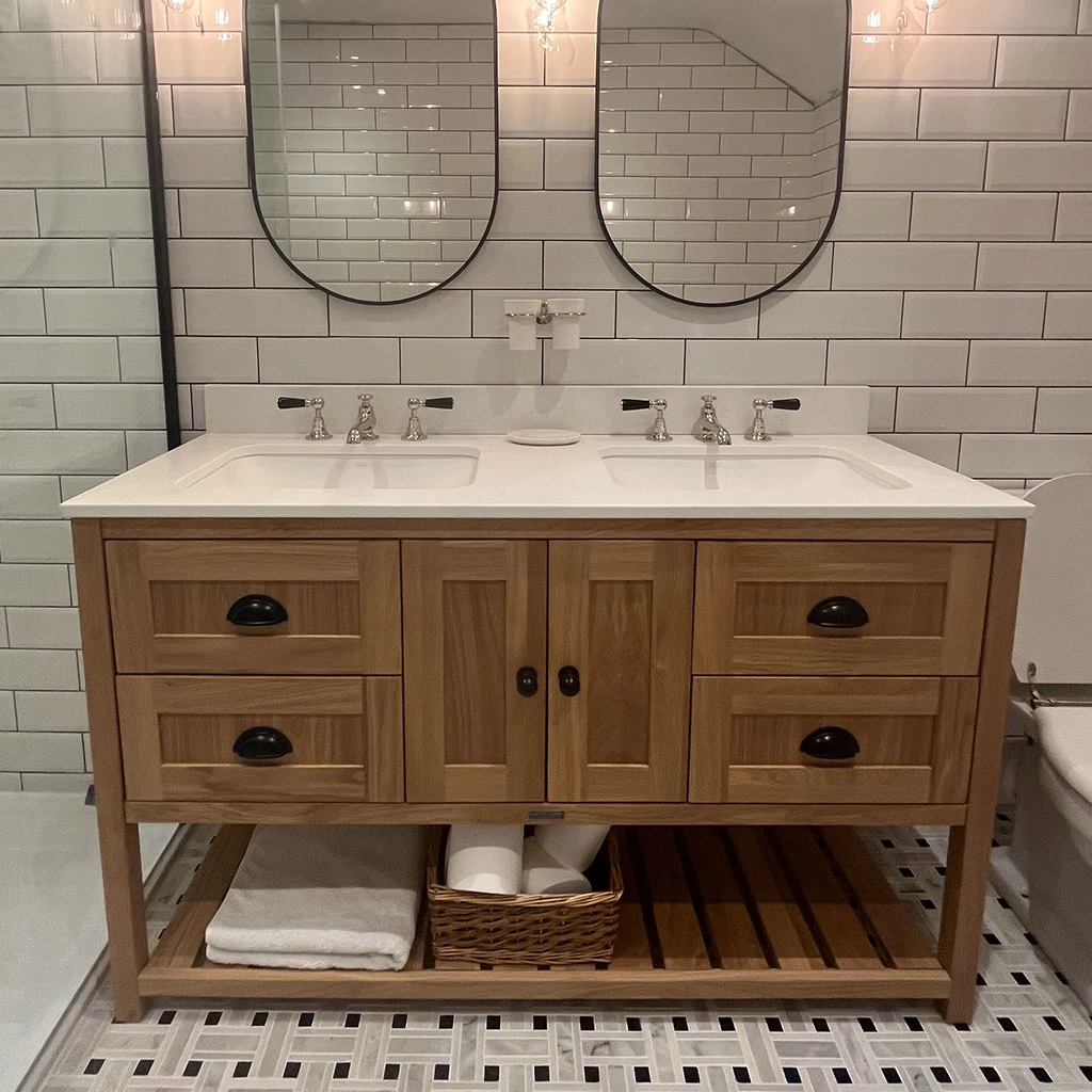 Ava Duo Large Oak | Painted Bathroom Vanity Unit & Basin | Harvey George