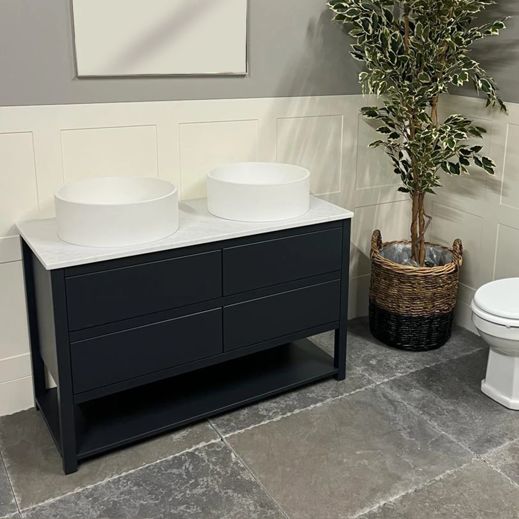 Ava Large Painted Vanity Unit | 1200mm | Double Sit On Basins | Inkwell ...