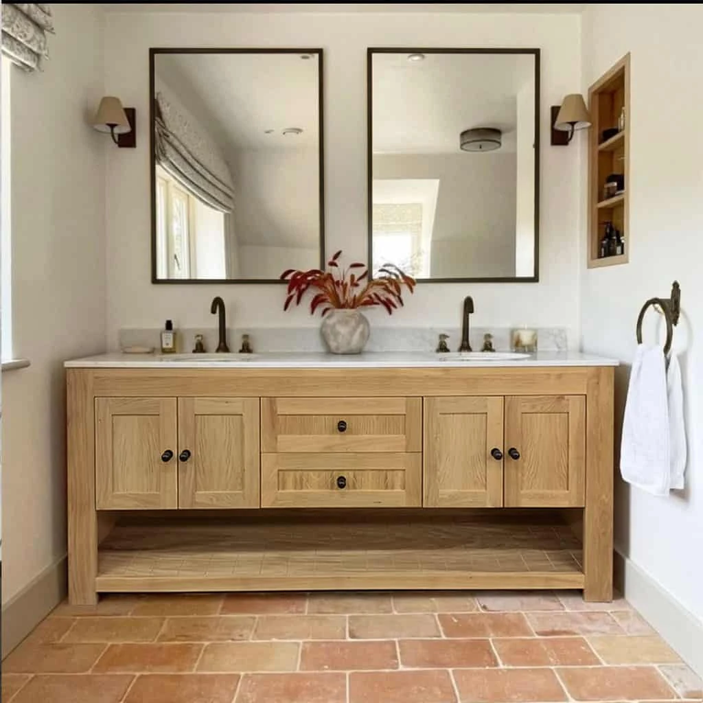 Charlotte Large Oak Bathroom Vanity Unit under counter basins Harvey George